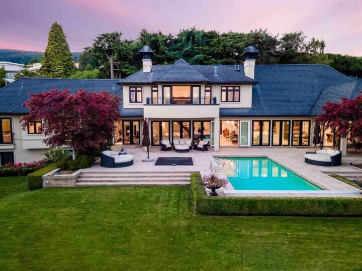 French Country Modern Villa in West Vancouver with Panoramic City and ...
