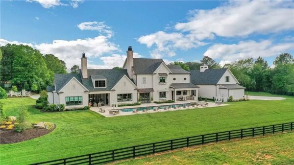 Stunning Gated Farmhouse Estate on 13.2 Acres with Heated Salt Water ...