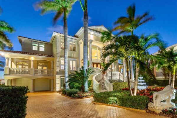 A Bayway Isles Mansion on A Point Lot with Magnificent Open Water Views ...