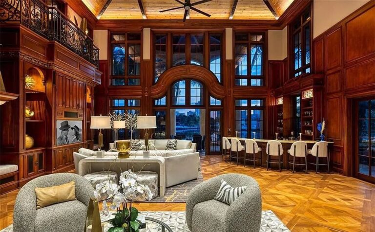 Palatial Palm Beac Inspired Mansion with 665 Feet of Wrap-Around Water ...