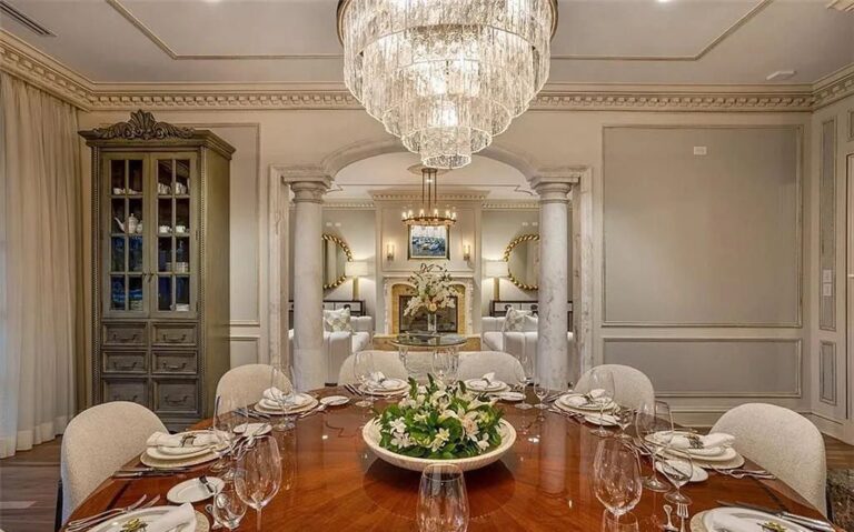 Palatial Palm Beac Inspired Mansion with 665 Feet of Wrap-Around Water ...