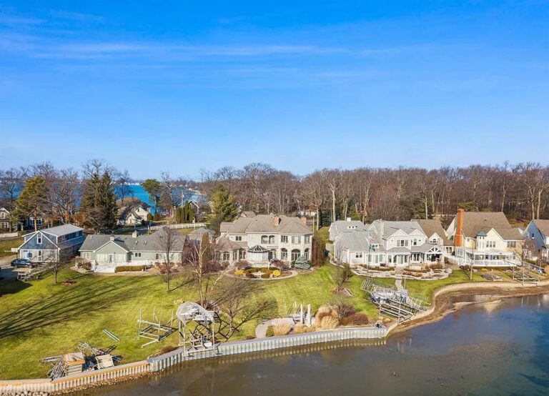 Presenting the Best Lakefront Living, Elegant Stone and Brick Exterior ...