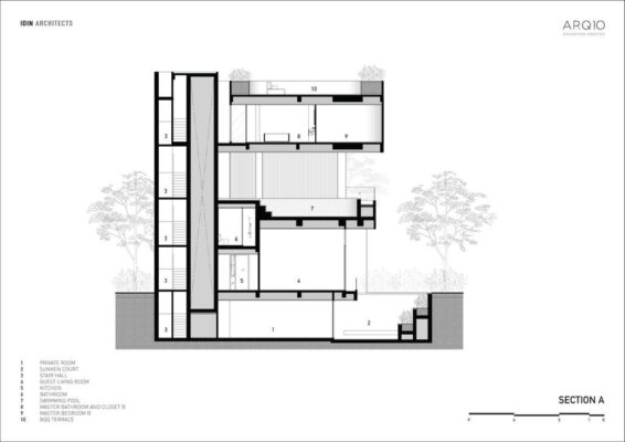 ARQ10 House, Vertical Modern Living by IDIN Architects