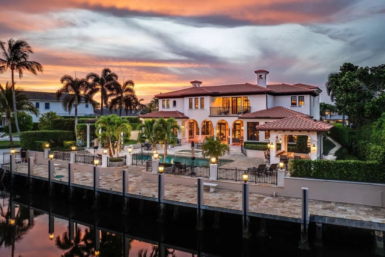 Opulent Waterfront Mansion with Resort-Style Features in Boca Raton