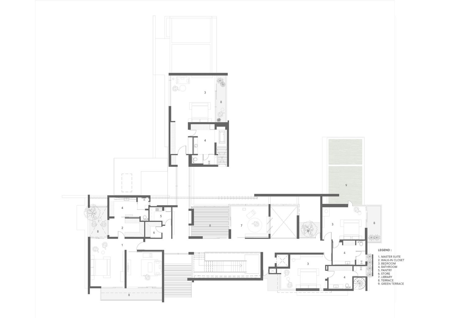 Planar House, Layered Monolithic Volumes by DADA Partners