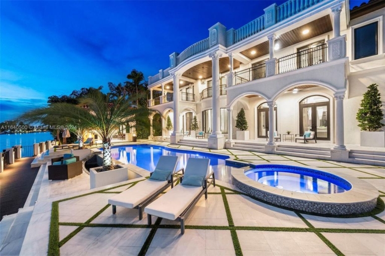 Modern Mediterranean Castle with 200 Feet Intracoastal Frontage in ...