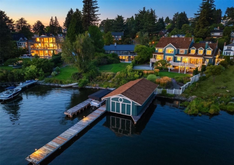 Classic Shingle-Clad Waterfront Retreat with Sweeping Lake Washington ...